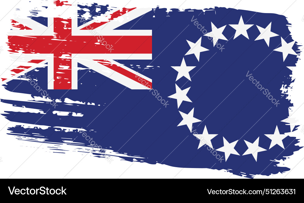 Cook islands flag wide brush stroke Royalty Free Vector