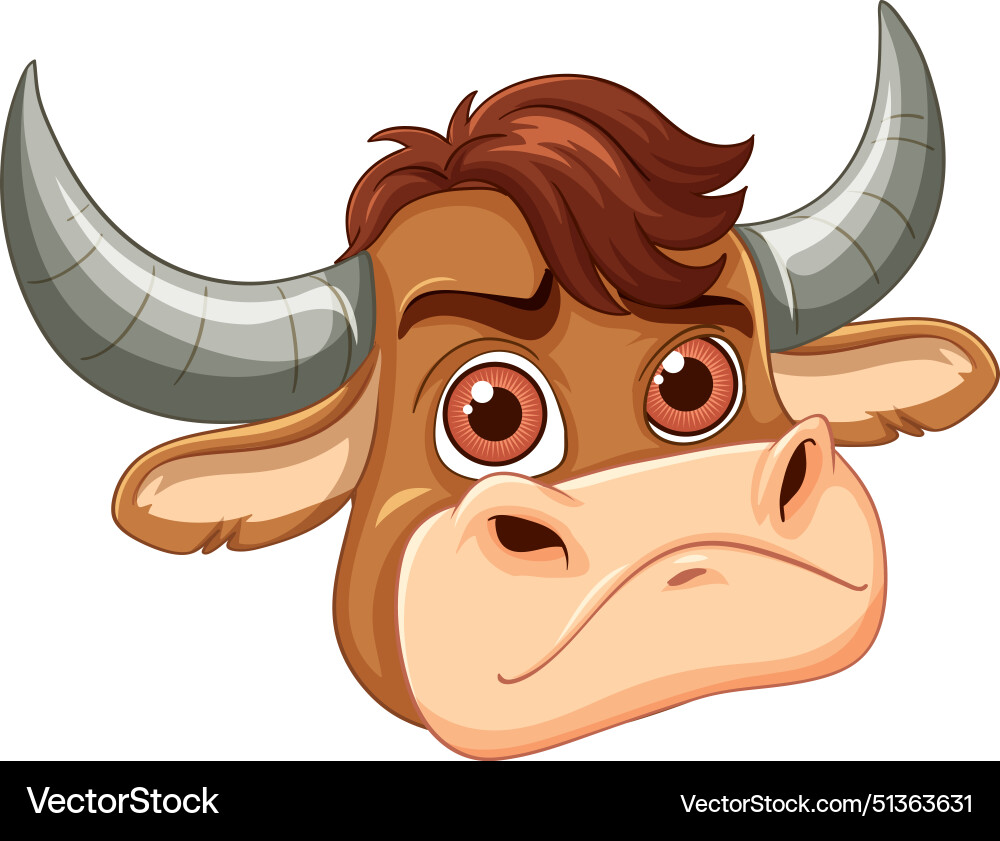 Cute bull with expressive eyes and horns Vector Image