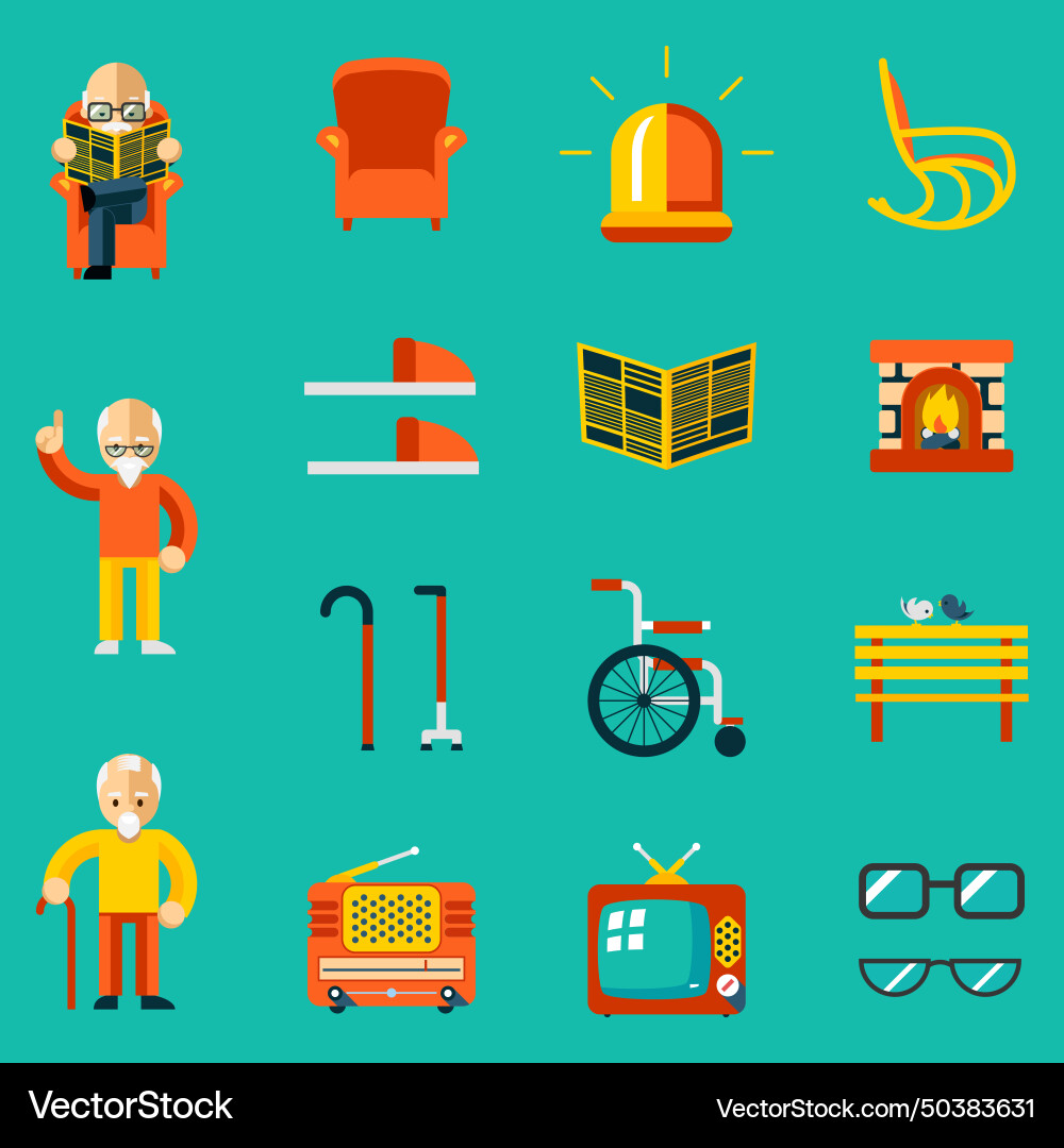 Elderly people icons Royalty Free Vector Image
