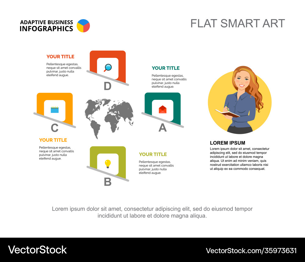 Four options project process chart template Vector Image