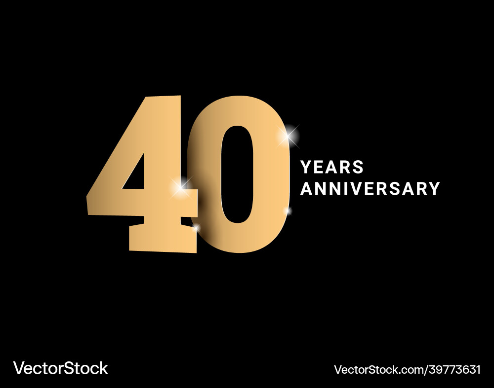 Gold 40th Anniversary Numbers Poster Royalty Free Vector