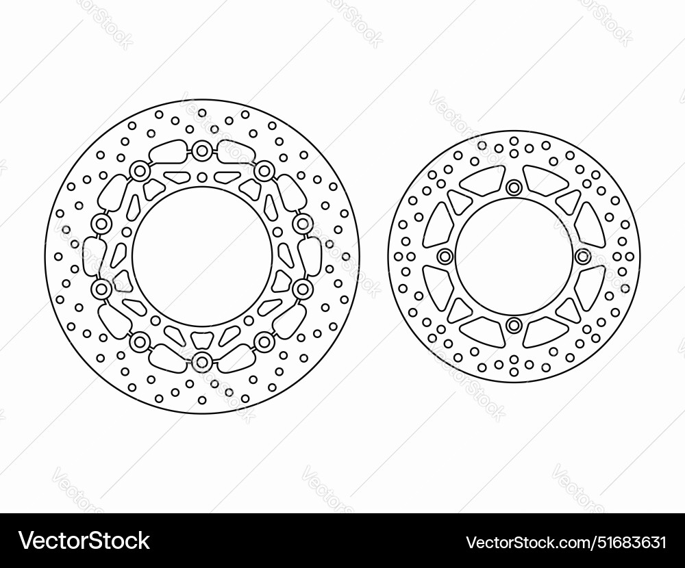 Motorcycle brake disc rotor icon set Royalty Free Vector
