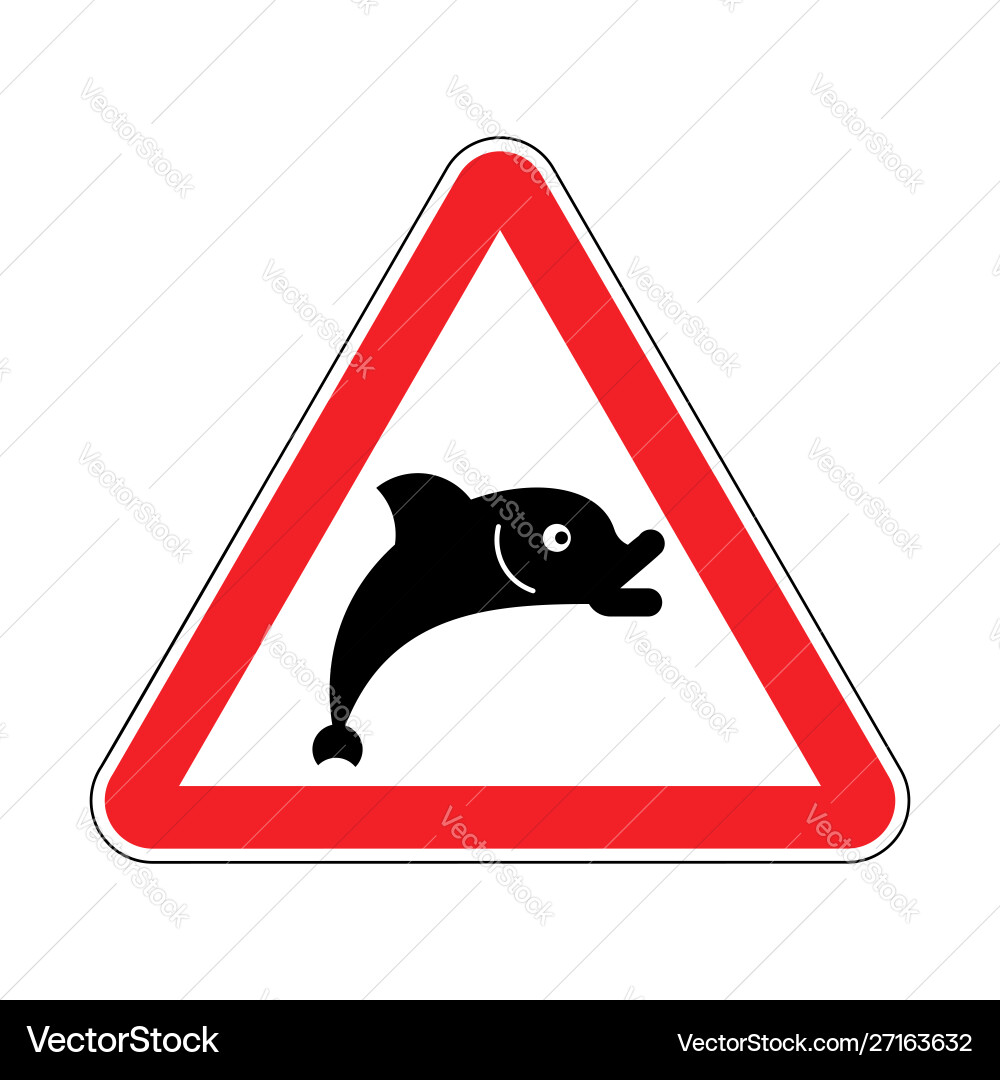 Attention fish red prohibitory road sign danger Vector Image