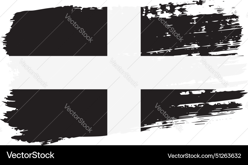 Cornwall flag wide brush stroke on transparent Vector Image