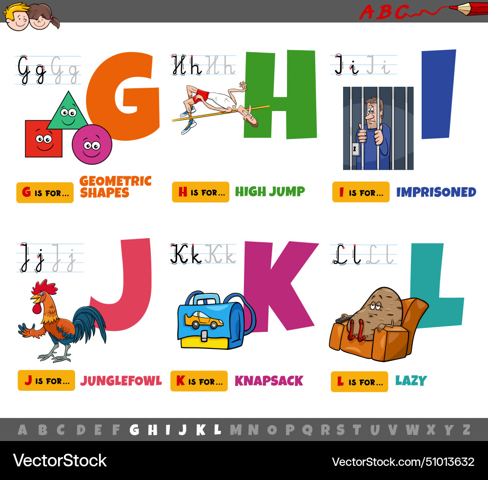Educational cartoon alphabet letters for children Vector Image