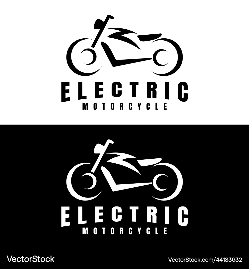 Electric motorcycle bike logo design Royalty Free Vector