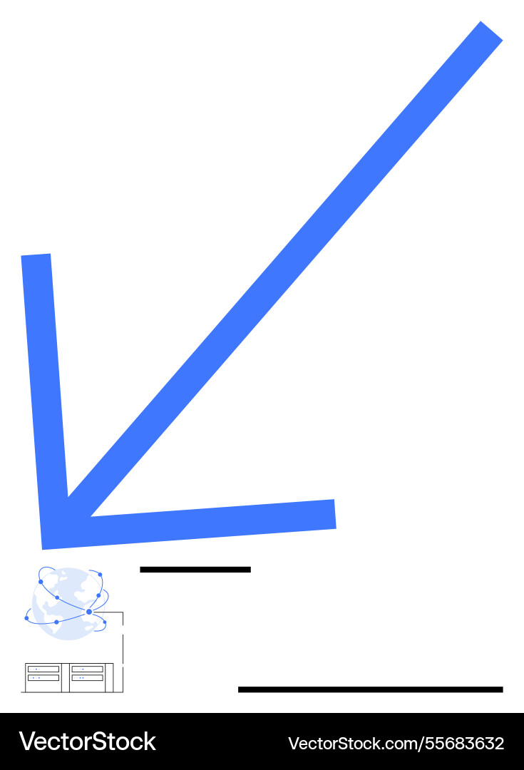 Large blue arrow pointing downward with abstract Vector Image