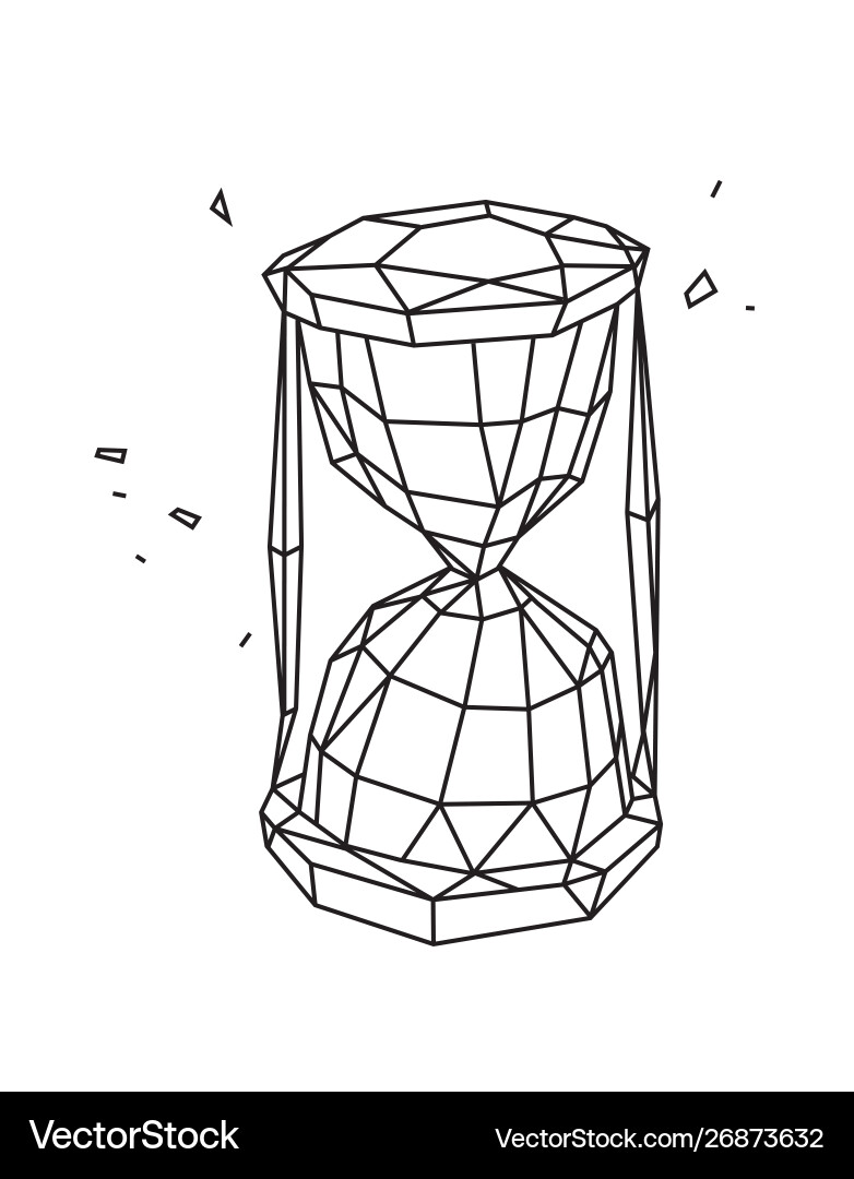 Low poly an hourglass outline drawing retro Vector Image