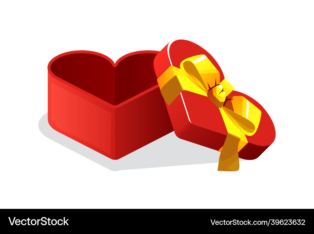Open red heart shape gift box for games Royalty Free Vector