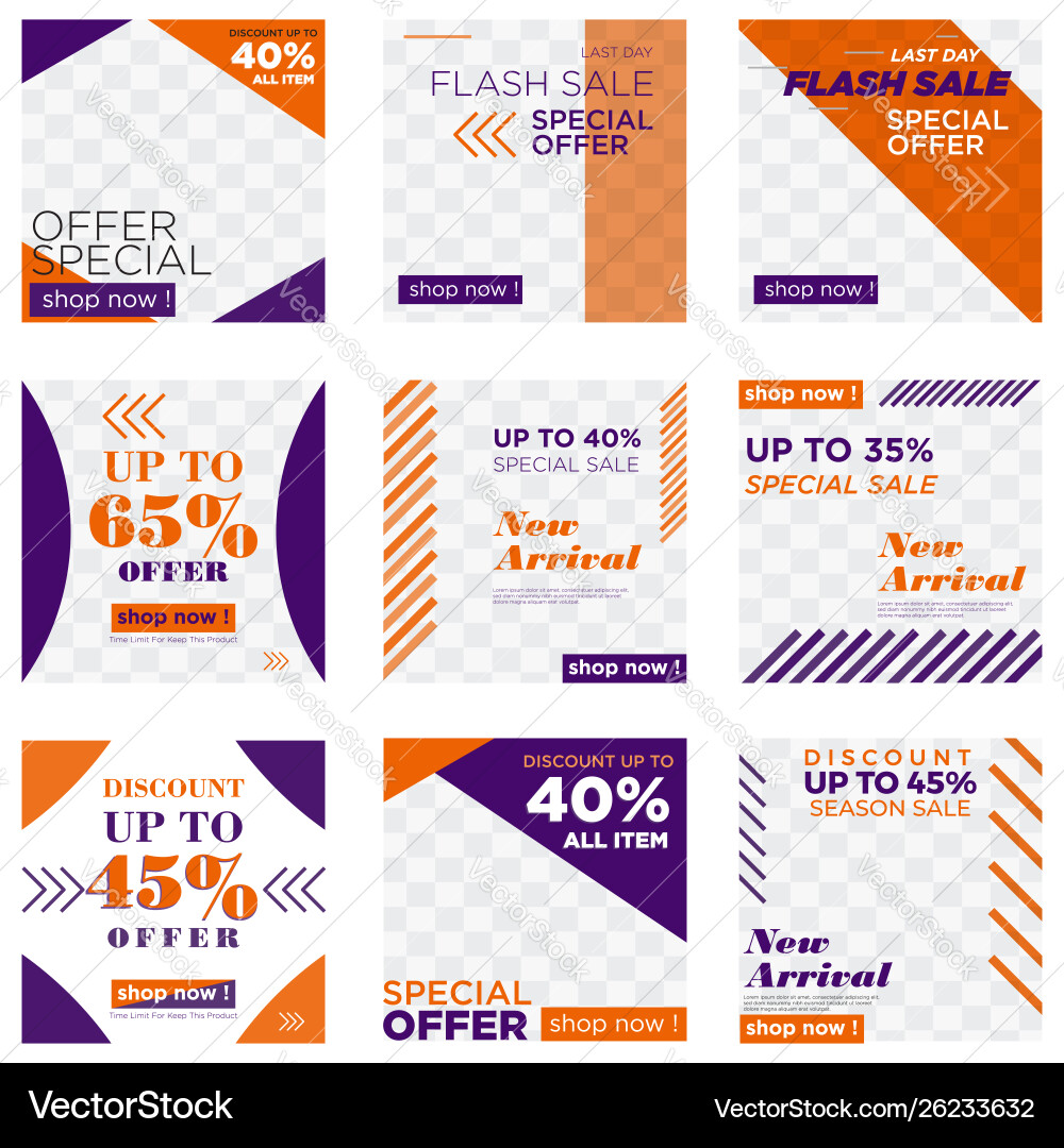 Set sale offer social media template-01 Royalty Free Vector