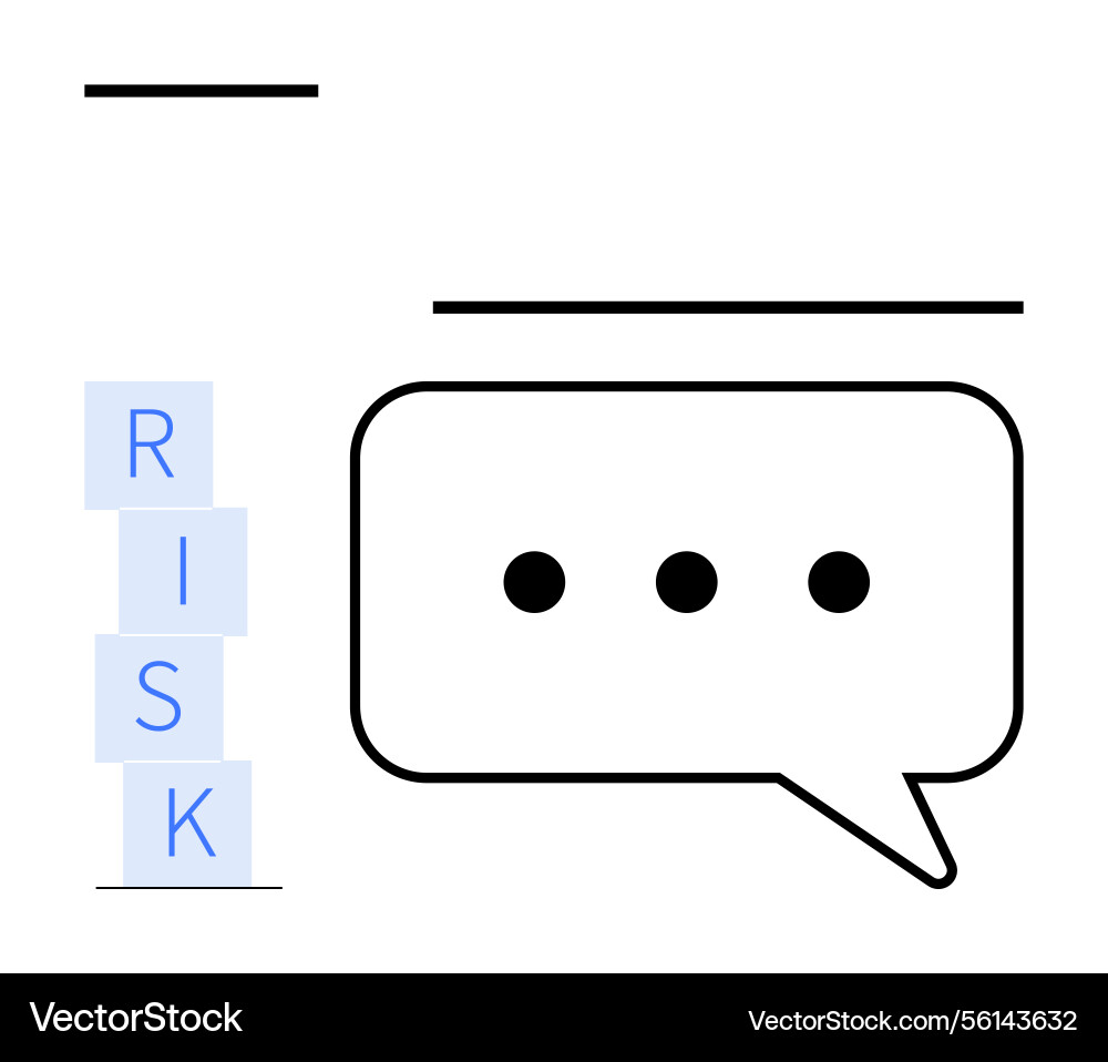 Stacked risk blocks beside speech bubble with dots