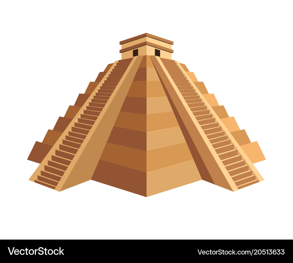 Ancient maya pyramid with temple on top and long Vector Image