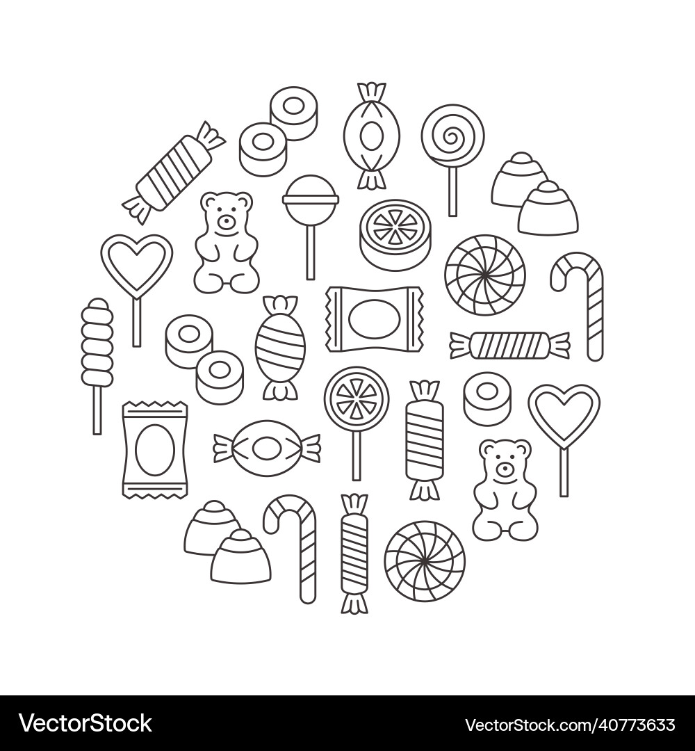 Candy card circle line template Royalty Free Vector Image