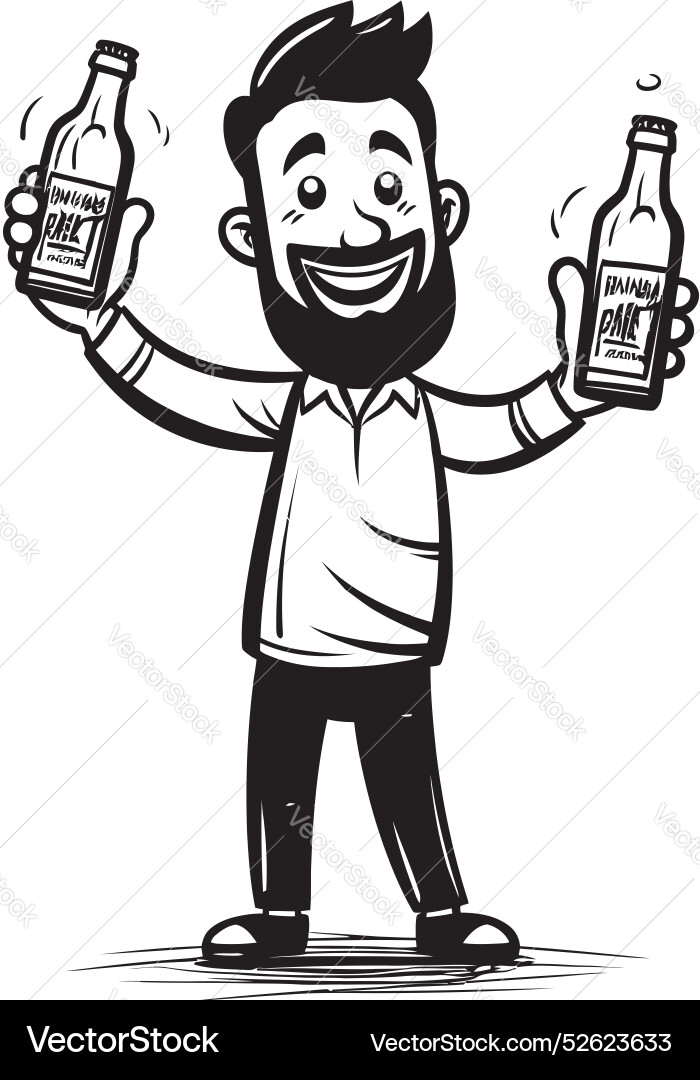 Drunken devotion graphics of a man displaying Vector Image
