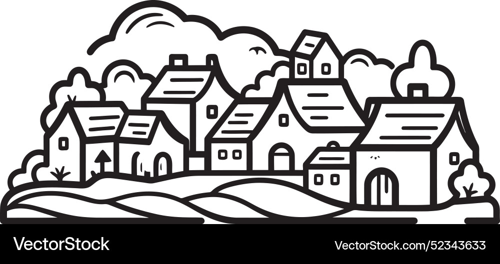Enigmatic elegance inked village graphite Vector Image
