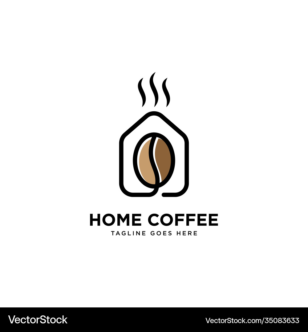 Home coffee logo simple line template Royalty Free Vector