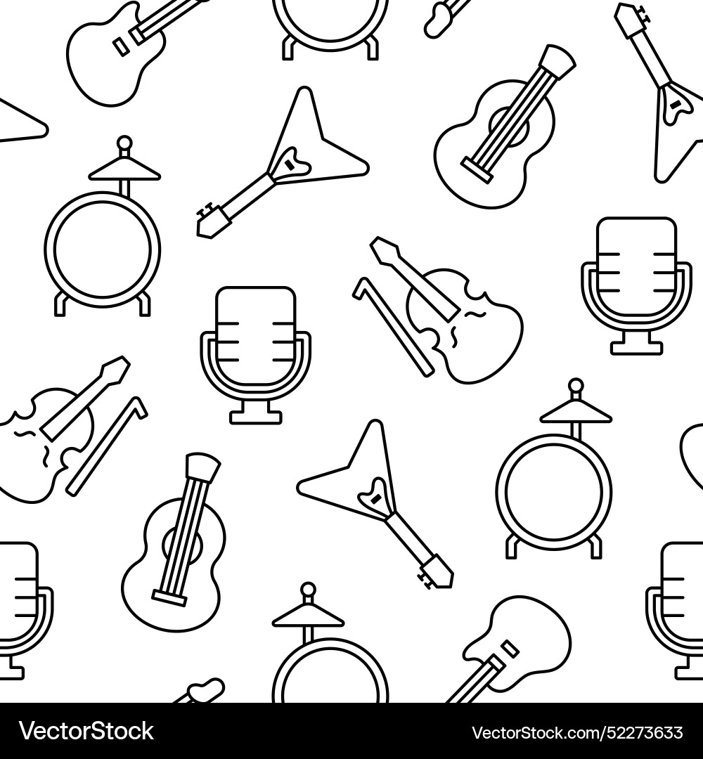Musical instruments coloring page Royalty Free Vector Image