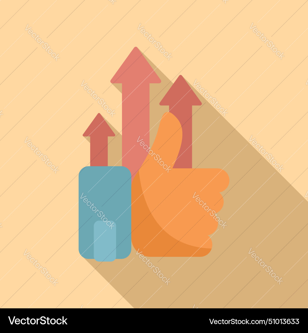 Rise arrows thumb up icon flat business Royalty Free Vector