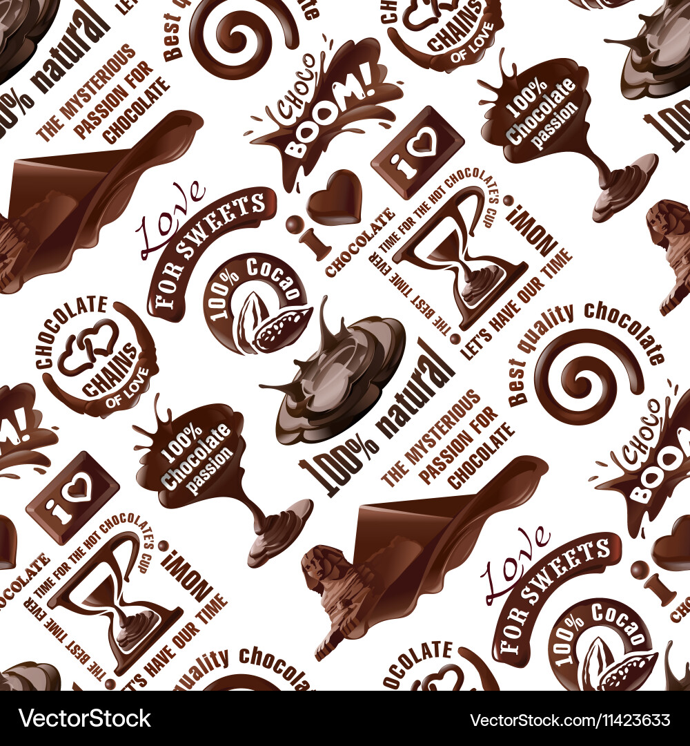 Seamless pattern of chocolate labels Royalty Free Vector