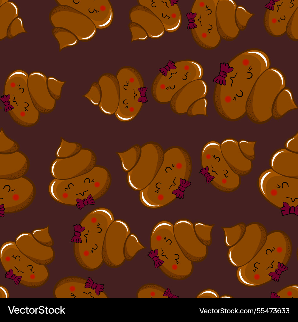 Seamless pattern with kawaii poop on color Vector Image