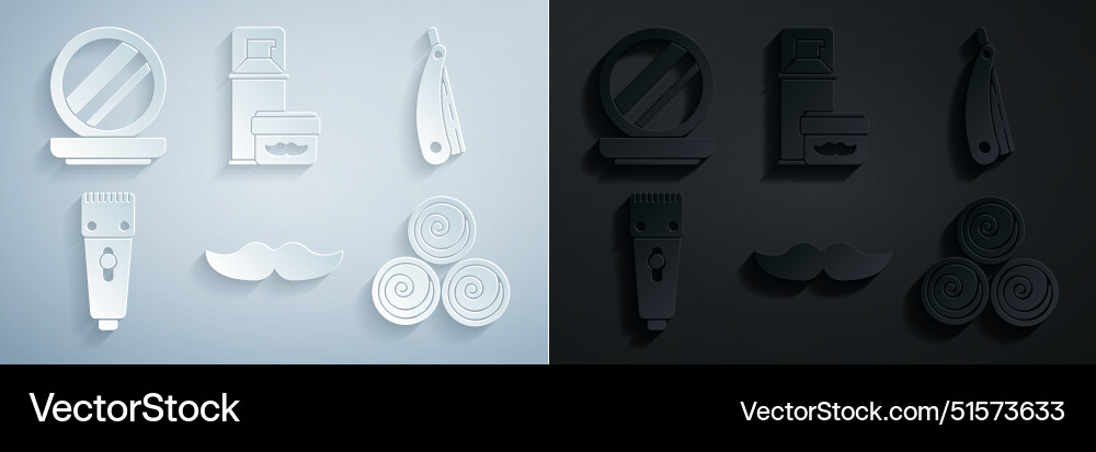 Set mustache straight razor electrical hair Vector Image