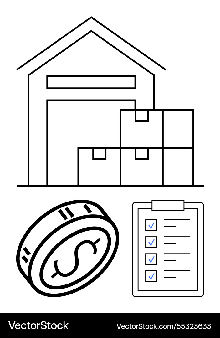 Warehouse with stacked boxes coin dollar Vector Image