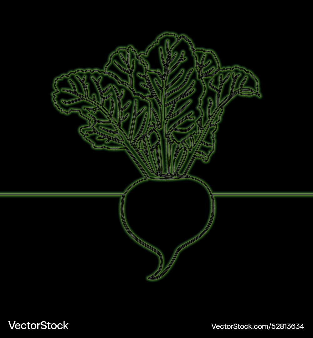 Continuous line drawing beetroot icon neon concept