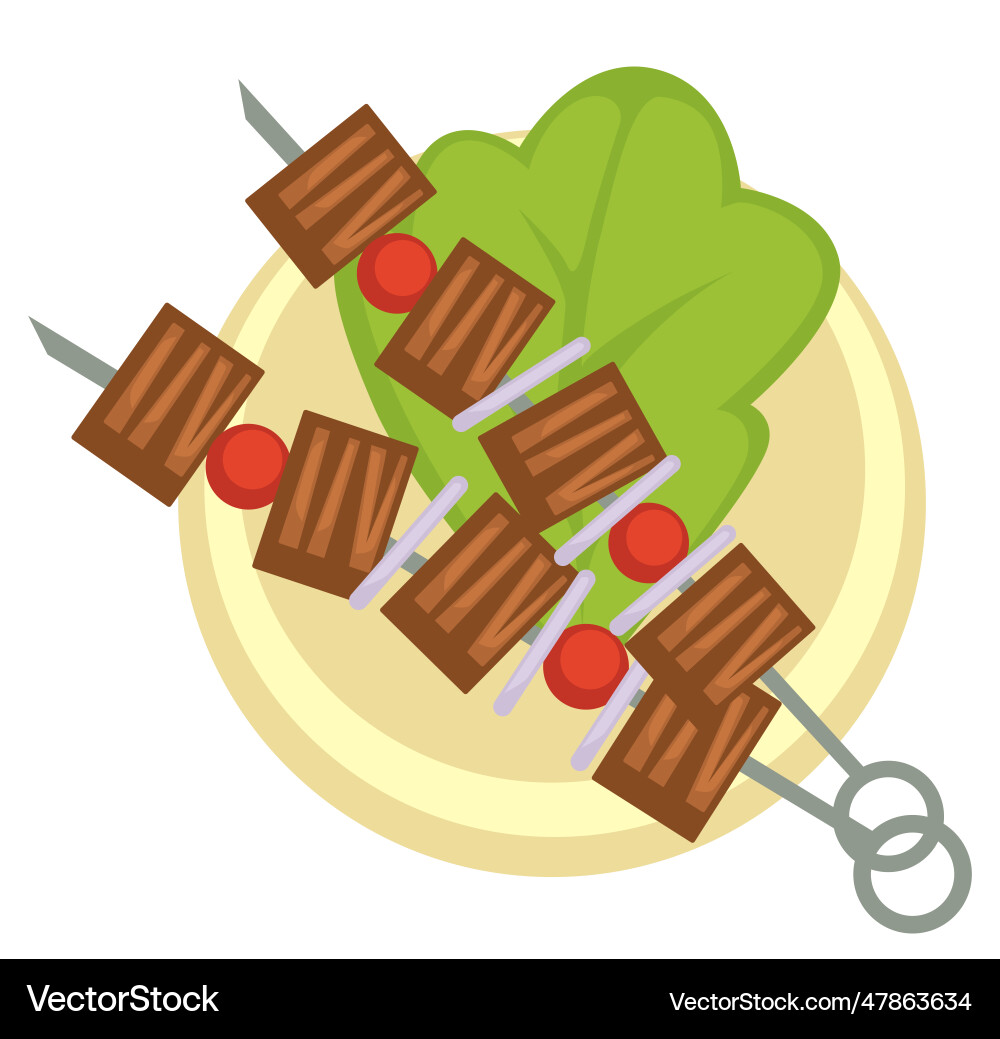 Skewer with meat or tofu cherry tomatoes Vector Image