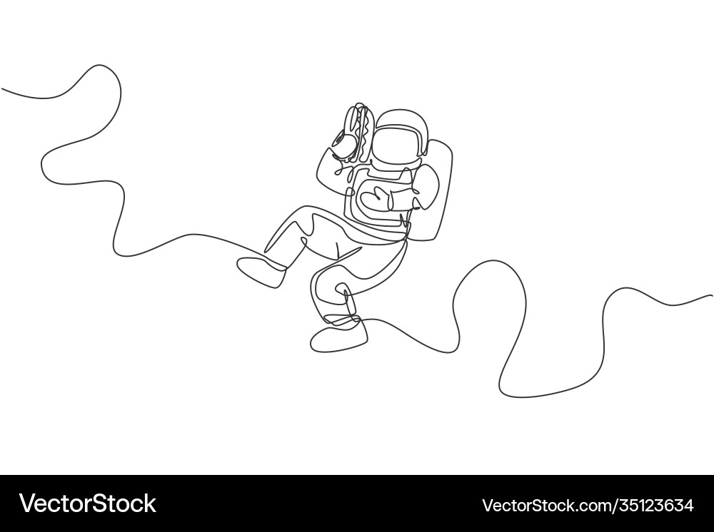 Spaceman Eating Hot Dog Royalty Free Vector Image