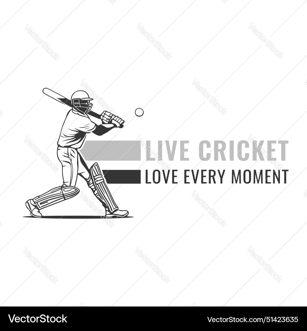 Batsman player playing cricket sports with text Vector Image