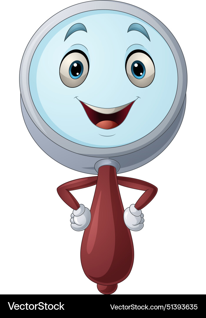 Cartoon happy magnifying glass posing Royalty Free Vector
