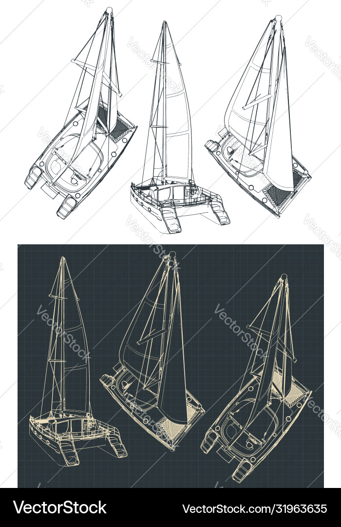 Catamaran sketches Royalty Free Vector Image - VectorStock