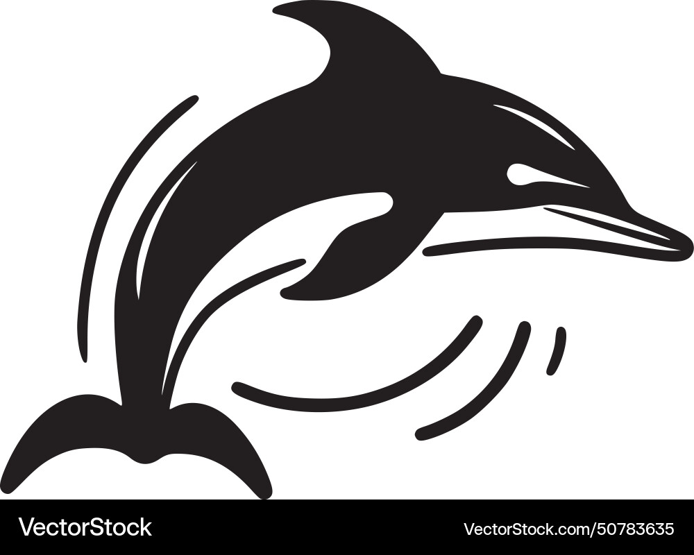 Dolphin - black and white Royalty Free Vector Image
