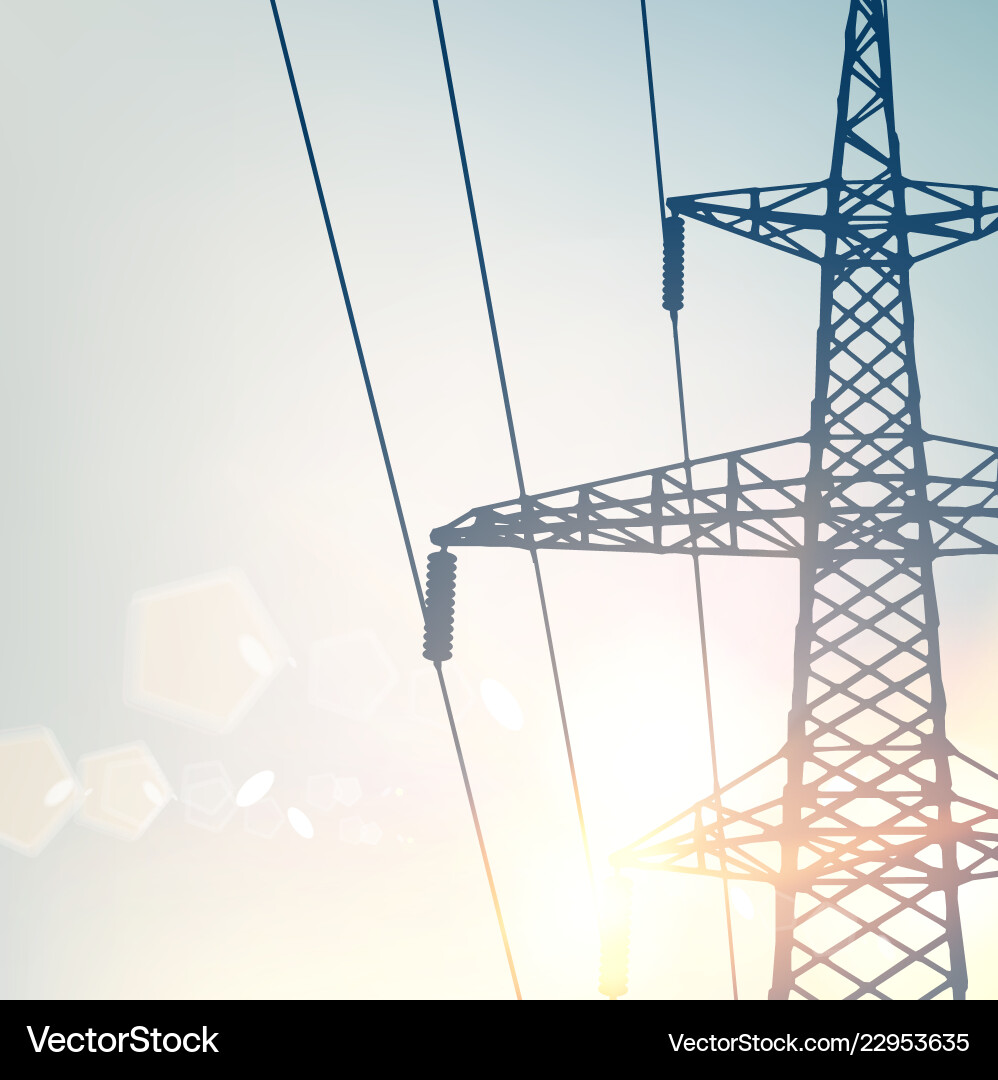 Electrical transmission line high voltage Vector Image