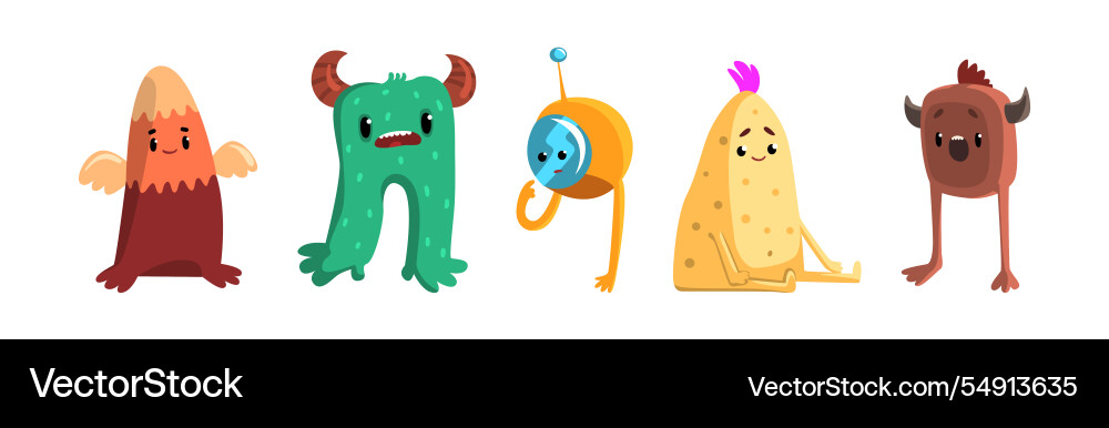 Freaky Monster Charakter mit lustigem Gesicht Vektorbild