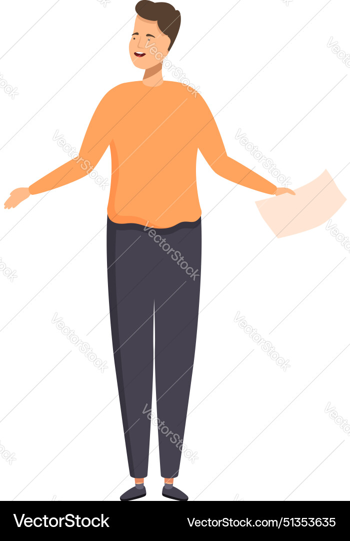 Happy cartoon man with document Royalty Free Vector Image