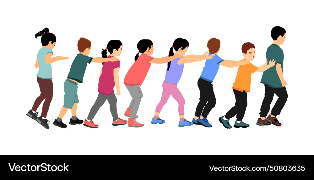 Happy children play train game Royalty Free Vector Image