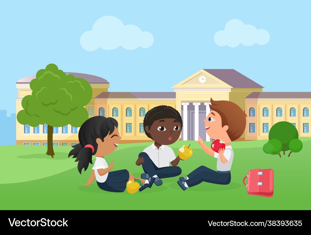 Happy children spend fun time together after Vector Image
