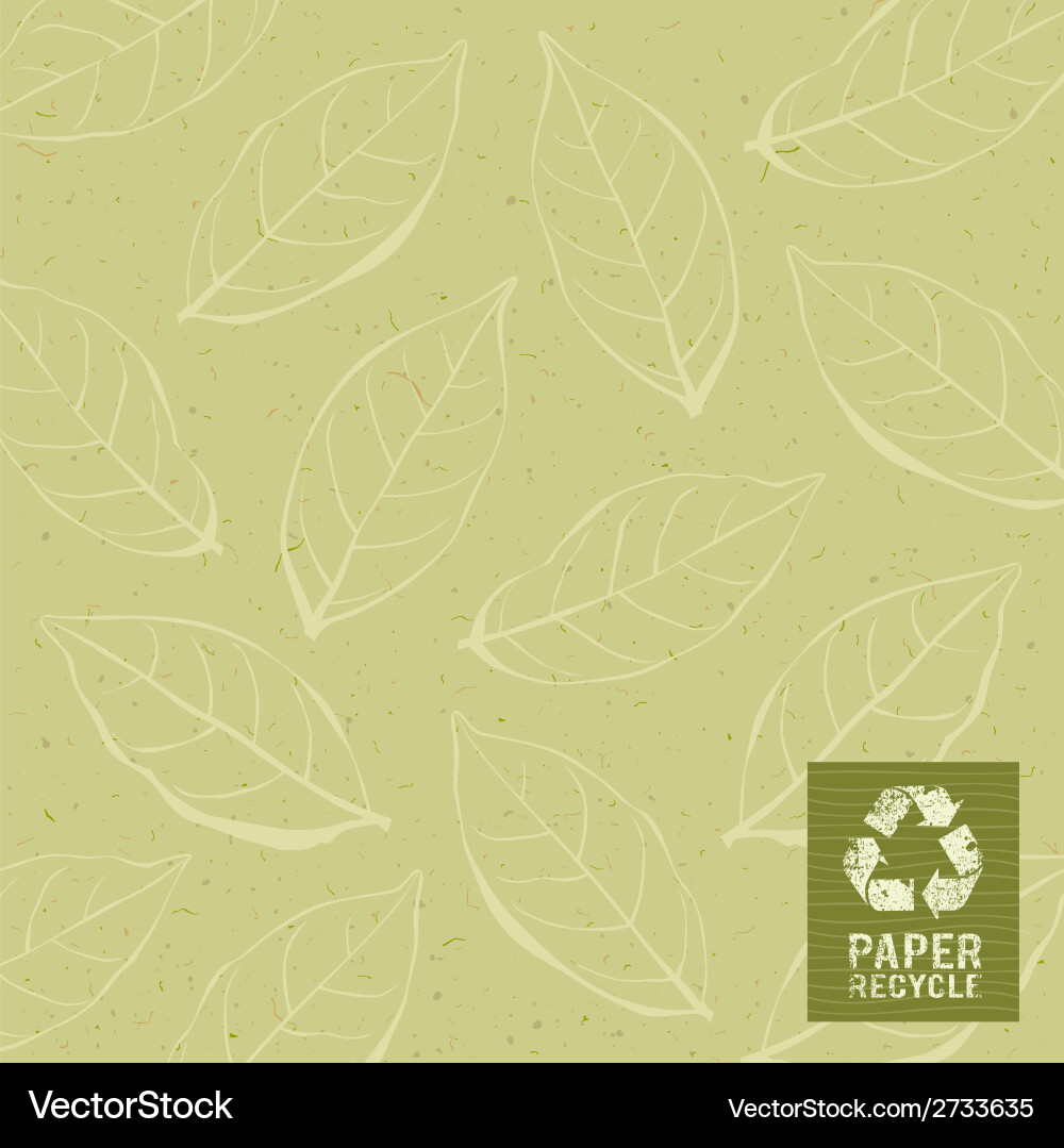 Paper recycle on leaf design background Royalty Free Vector