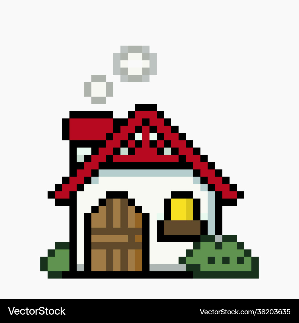 Pixel house image for 8 bit game assets Royalty Free Vector