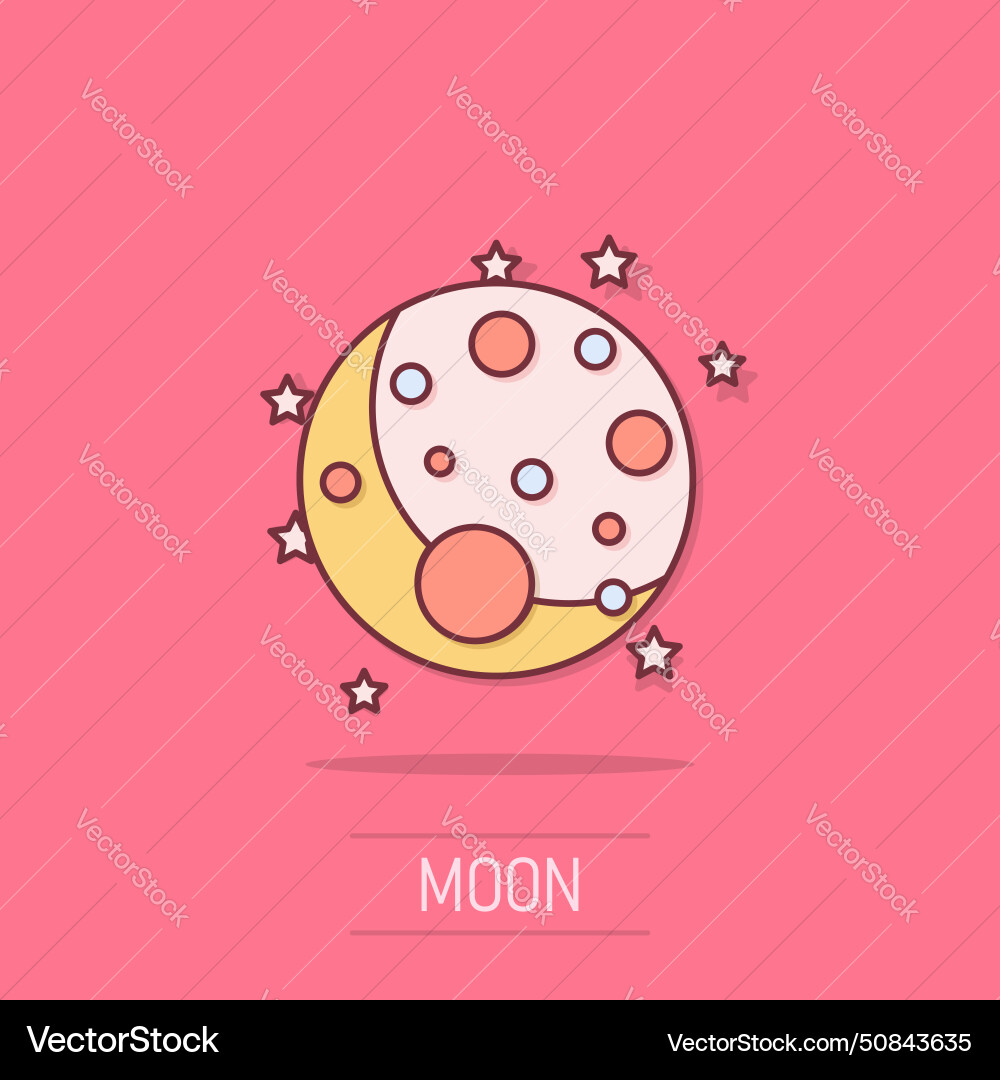 Planet in space comic style moon and stars Vector Image