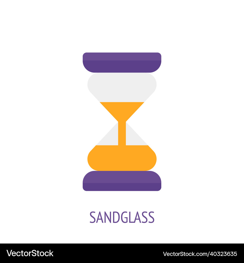 Sandglass flat icon glass timer with sand Vector Image