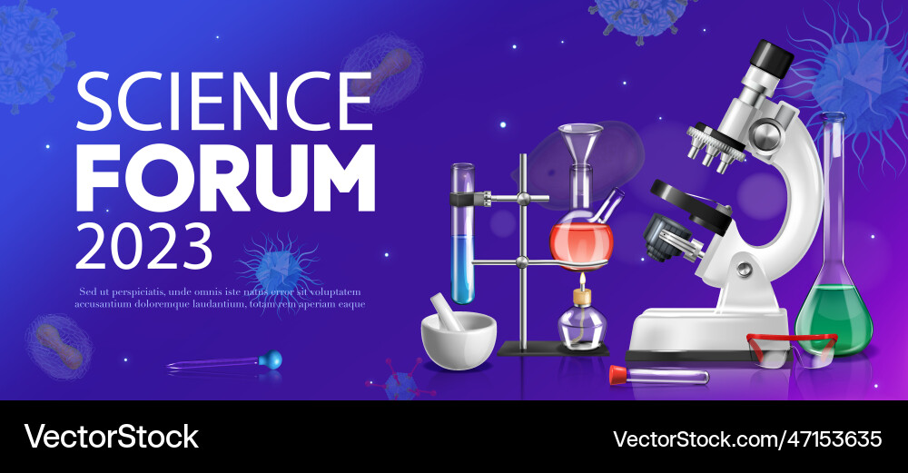 Science forum 2023 horizontal poster Royalty Free Vector