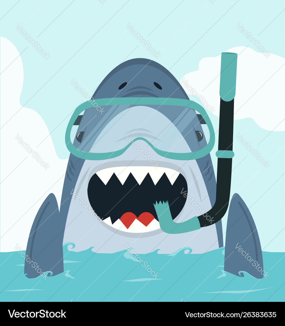 Shark swimming with diving equipment Royalty Free Vector