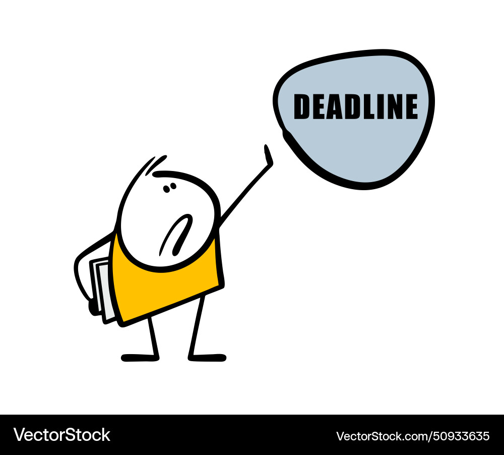 Stickman at work stretched out his hand Royalty Free Vector