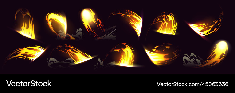 Set of sword attack slash and cut effect Vector Image