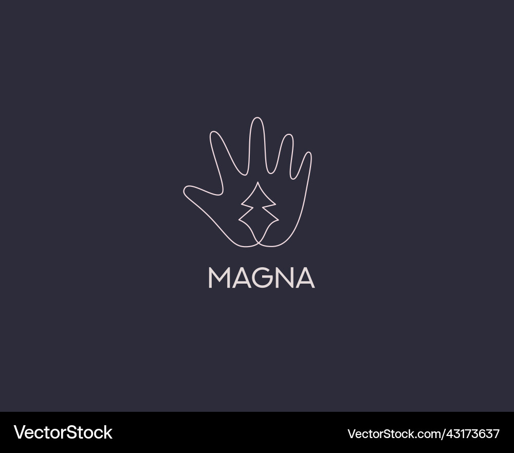Abstract hand palm with spruce pine icon logo Vector Image