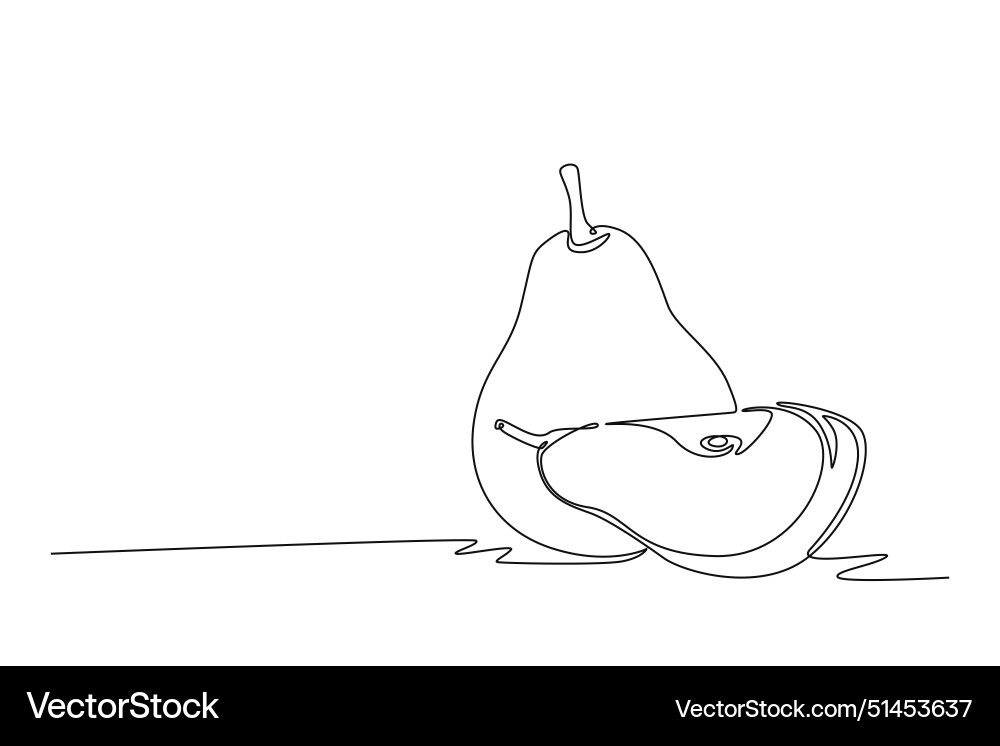 Continuous one line drawing of sliced and whole Vector Image