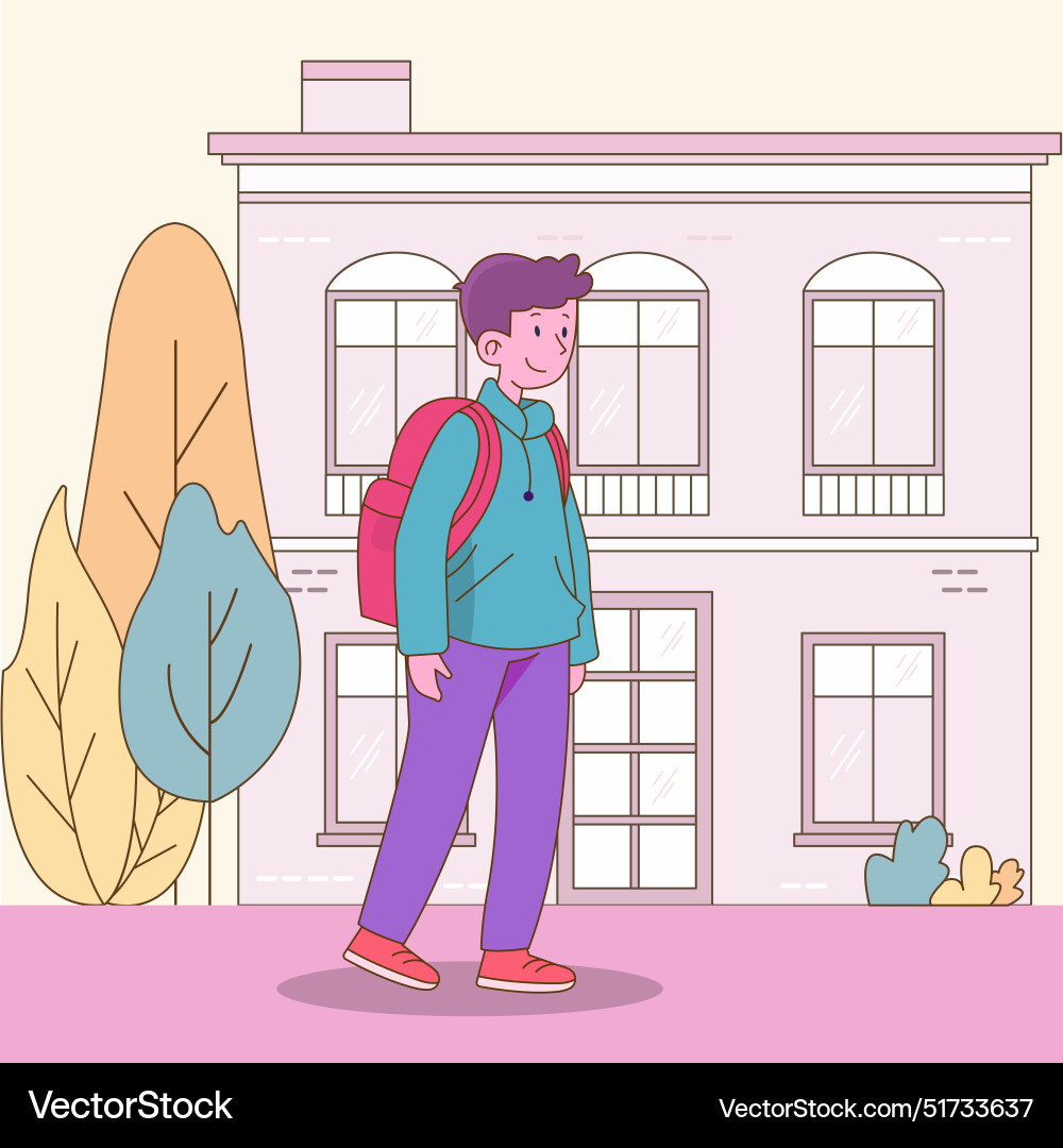 Flat design of cute boy character standing Vector Image