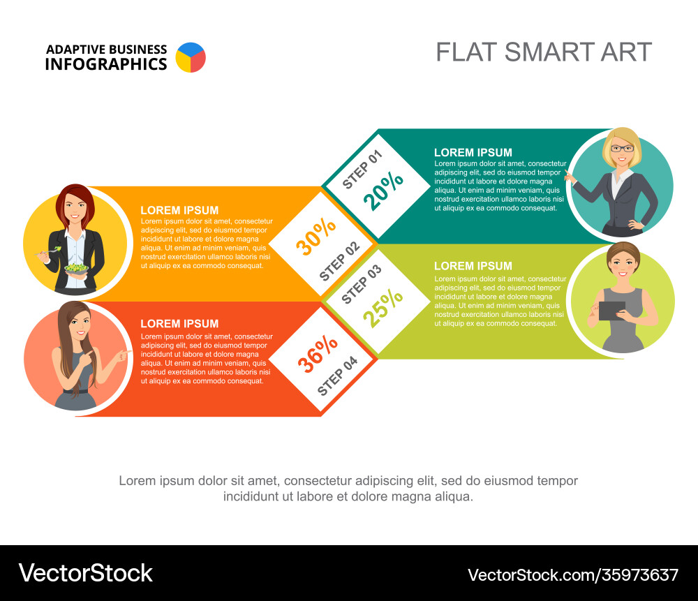 Four points percentage chart template Royalty Free Vector